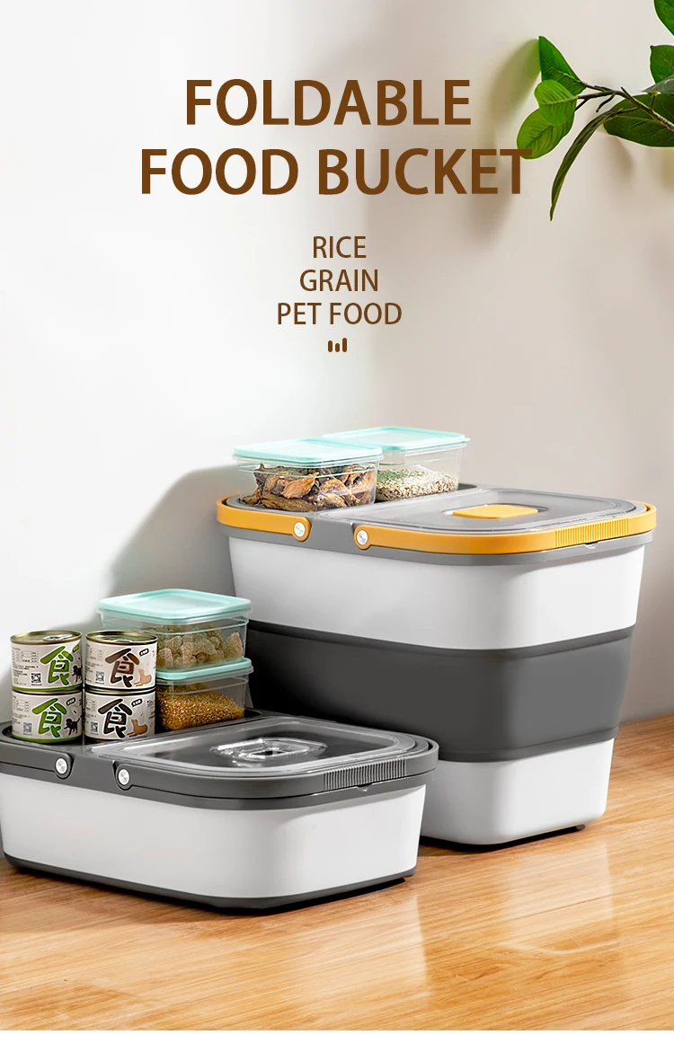 50L Foldable Plastic Grain Storage Bucket - Durable & Space-saving