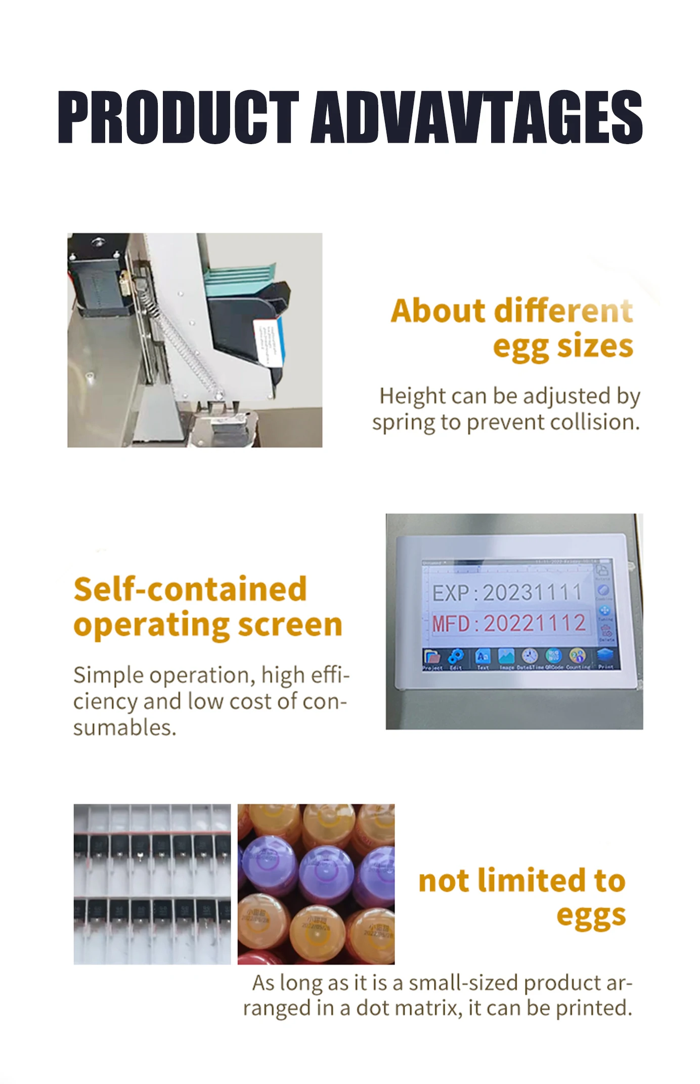 Smart Touch Single Head Logo Bar Code Screen Coding Printers Of Chicken ...