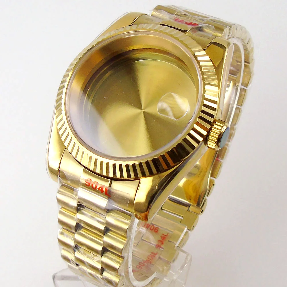 36mm 39mm Waterproof Silver Gold Fluted Curved Watch Case For Nh34 Nh35 ...