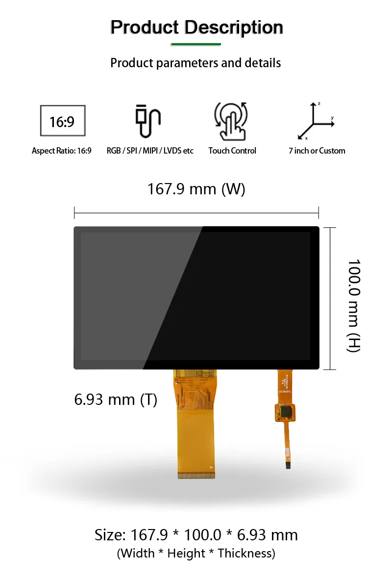 Sunshine Readable 7 Inch Tft Lcd Display Fhd 800x480/1024x600 Ips Capacitive Touch Screen - Buy ...