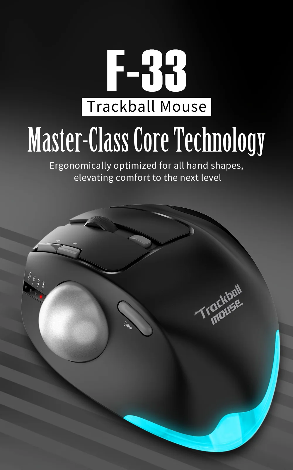 ZELOTES F33 3D Trackball Mouse - Ergonomic & Programmable