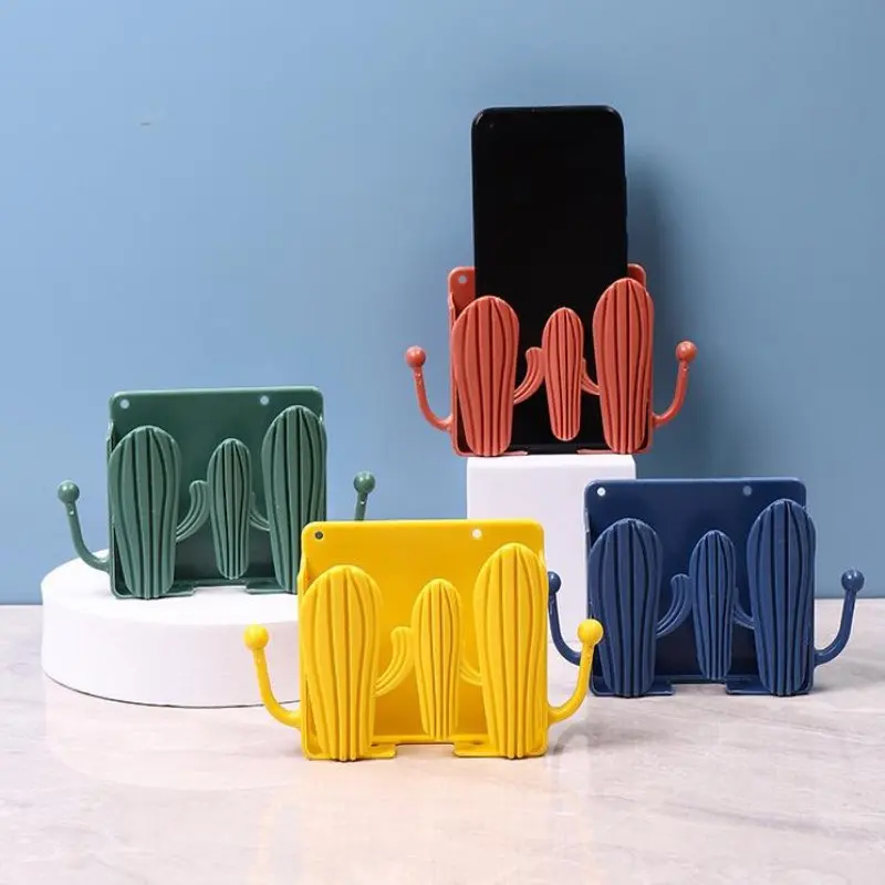 Wall Mounted Phone Plug Holder With Storage Hooks Home Sundries ...