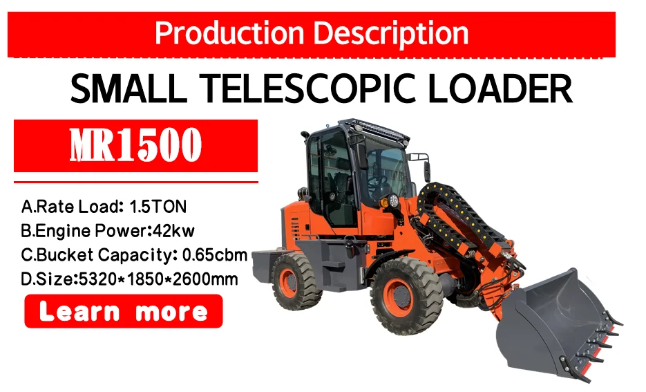 1.5Ton Mini Telescopic Loader MR1500 Hydraulic Wheel Front End Loader ...