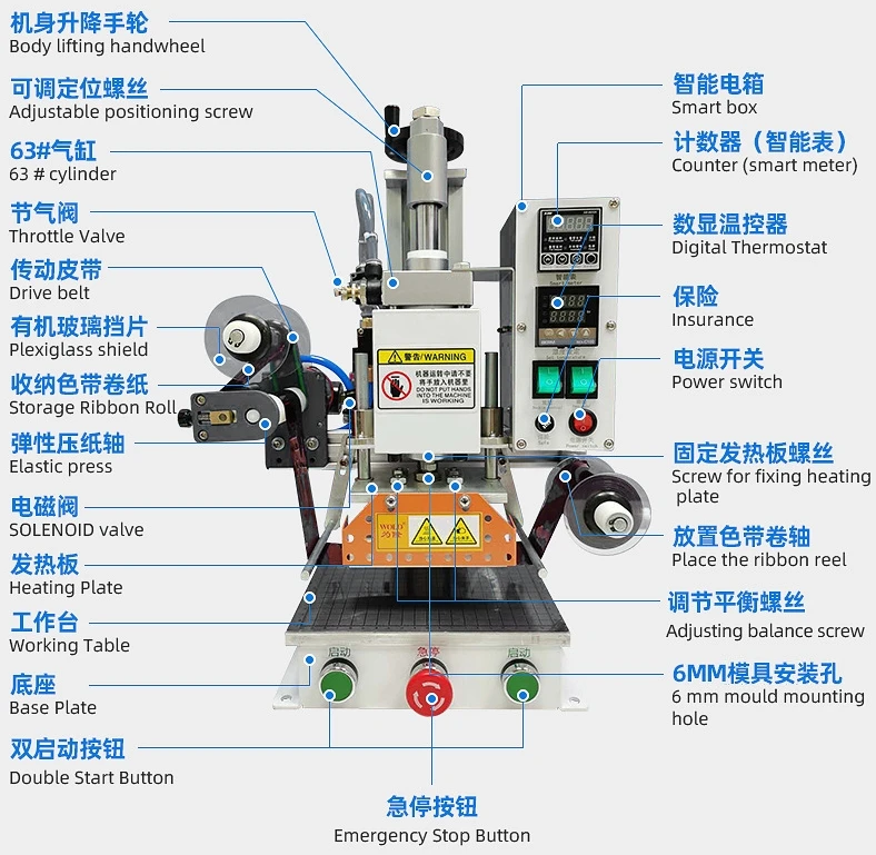Small Pneumatic Digital Foil Leather Logo Heat Emmbossed T Slot Hot ...