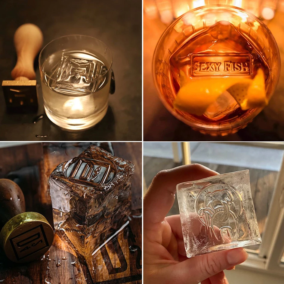 High Quality Solid Brass Ice Cube Stamp Custom Silicone Ice Cube Mold ...