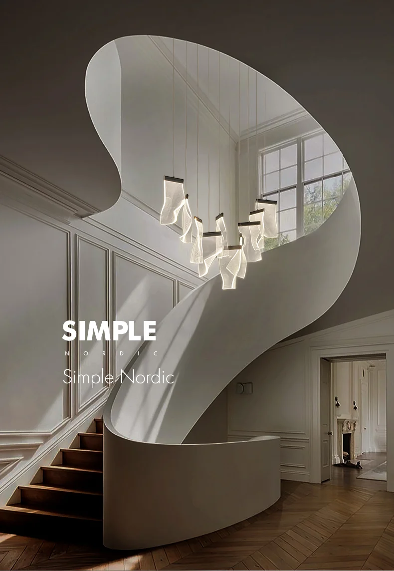 Modern Luxury Hotel Pendant Light - Black Gold Acrylic