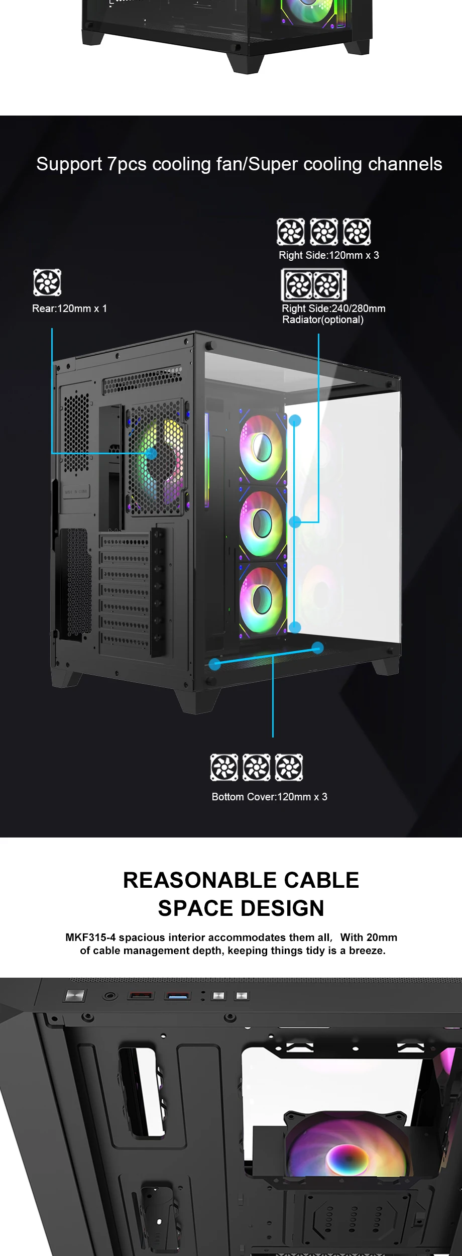 New Designs Gaming Computer Case 3 Sides Tempered Glass Panels Fashion ...