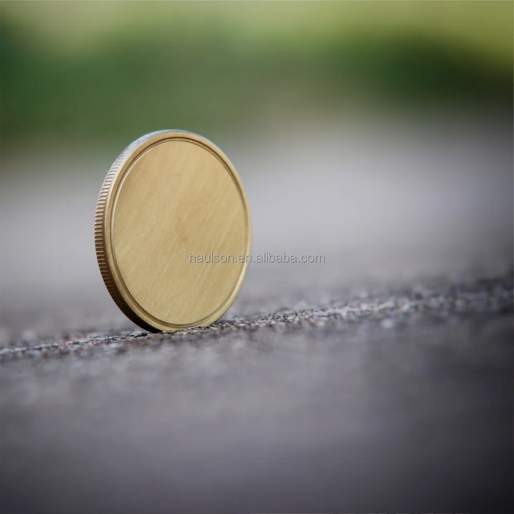 Custom Dented Edges Brass Metal Blank Coins , Coil Circle Round Concave ...
