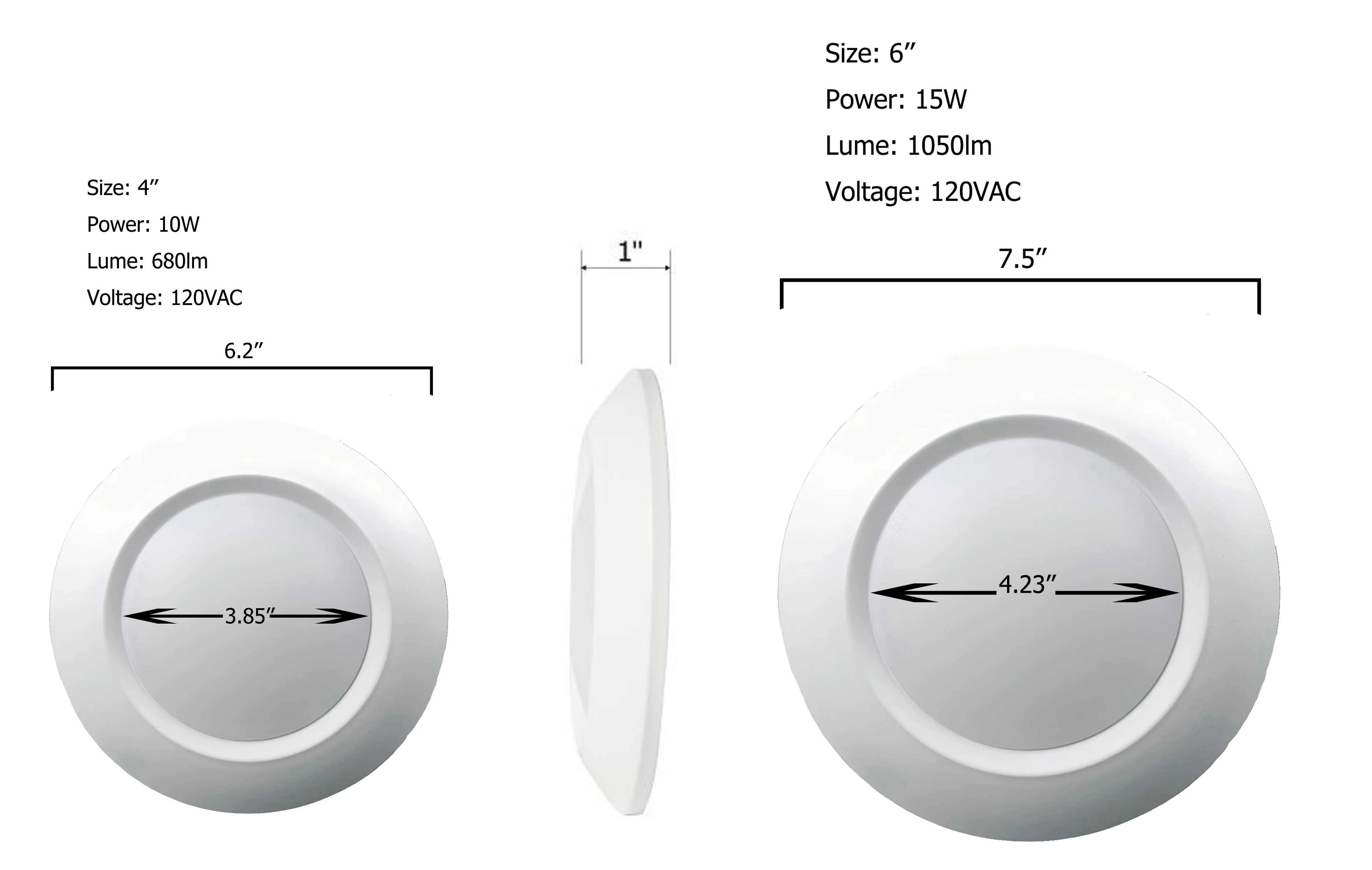 Flesh Mount Ceiling Surface Low Profile ETL Nickel Led Dimmable Led ...