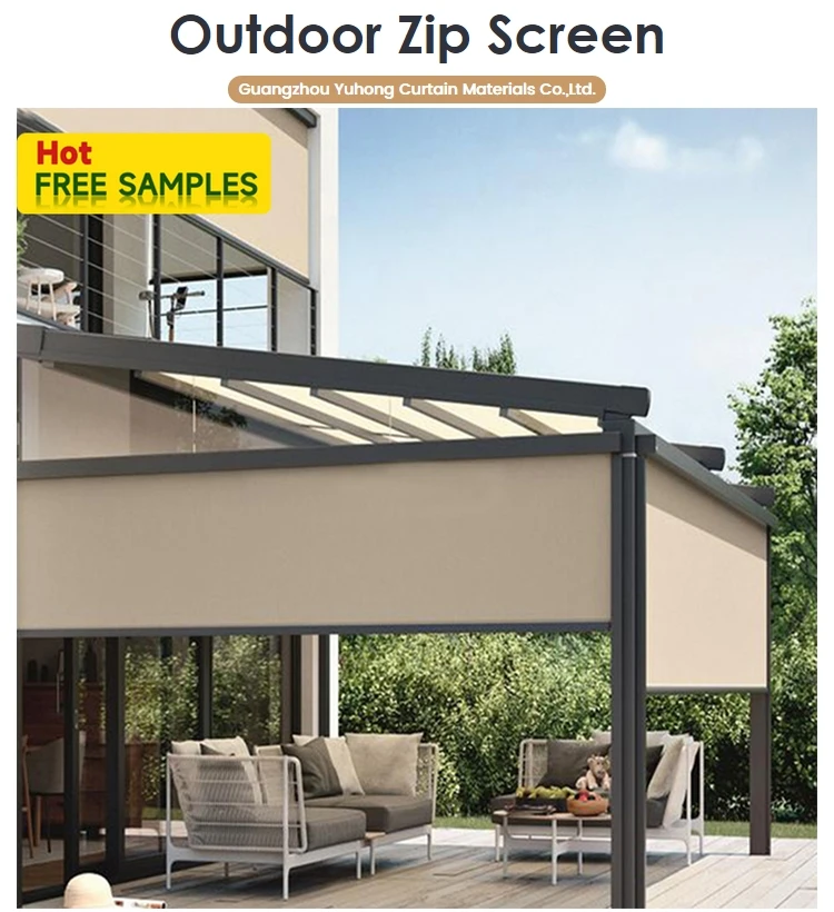 Outdoor Zip Track Blind Electric Motorized Screen Windproof And ...
