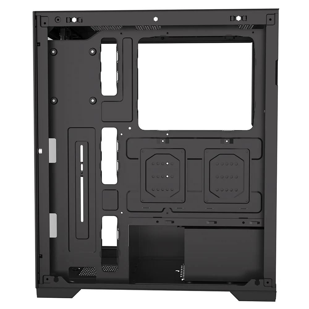 Full Black Color Full View Glass PC Chassis Mid Tower Micro ATX Gaming ...