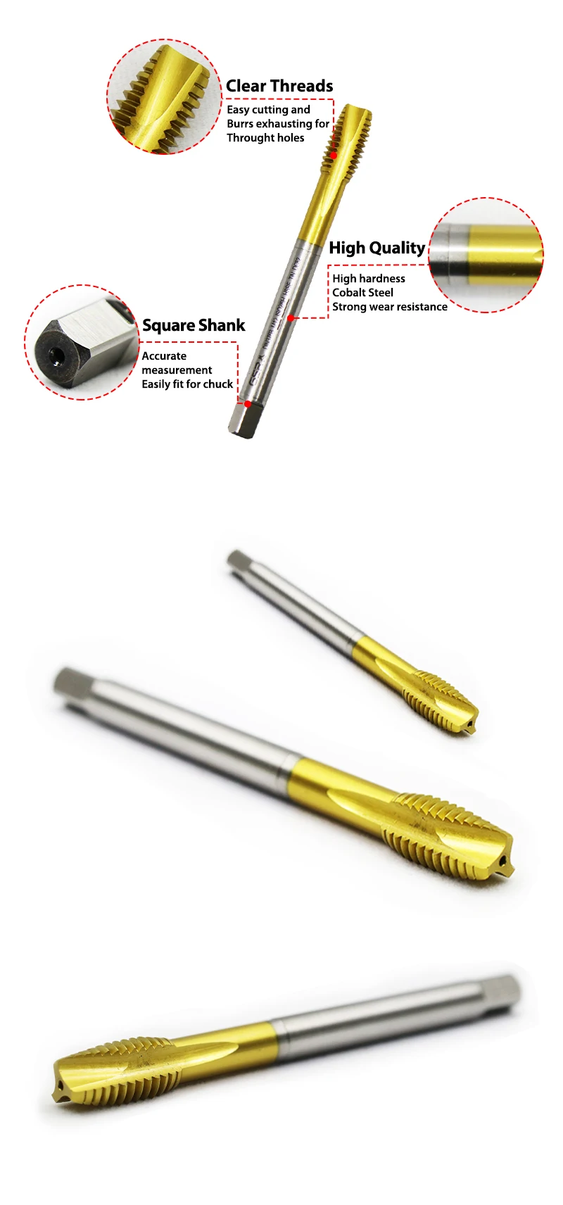 Hsse M35 Cobalt Fully Ground Spiral Pointed Taps Din376cnc Machine Taps ...