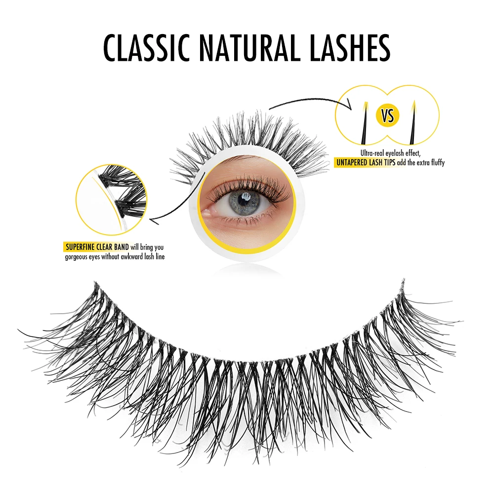 Ultra-Real Eyelash Effect Mimic Hand Tied Natural Doll Lashes Reusable ...