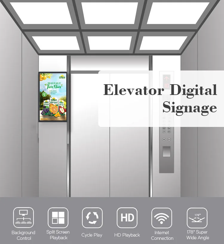 21 Inch Elevator Flat Back And Full Screen Landscape And Portrait ...