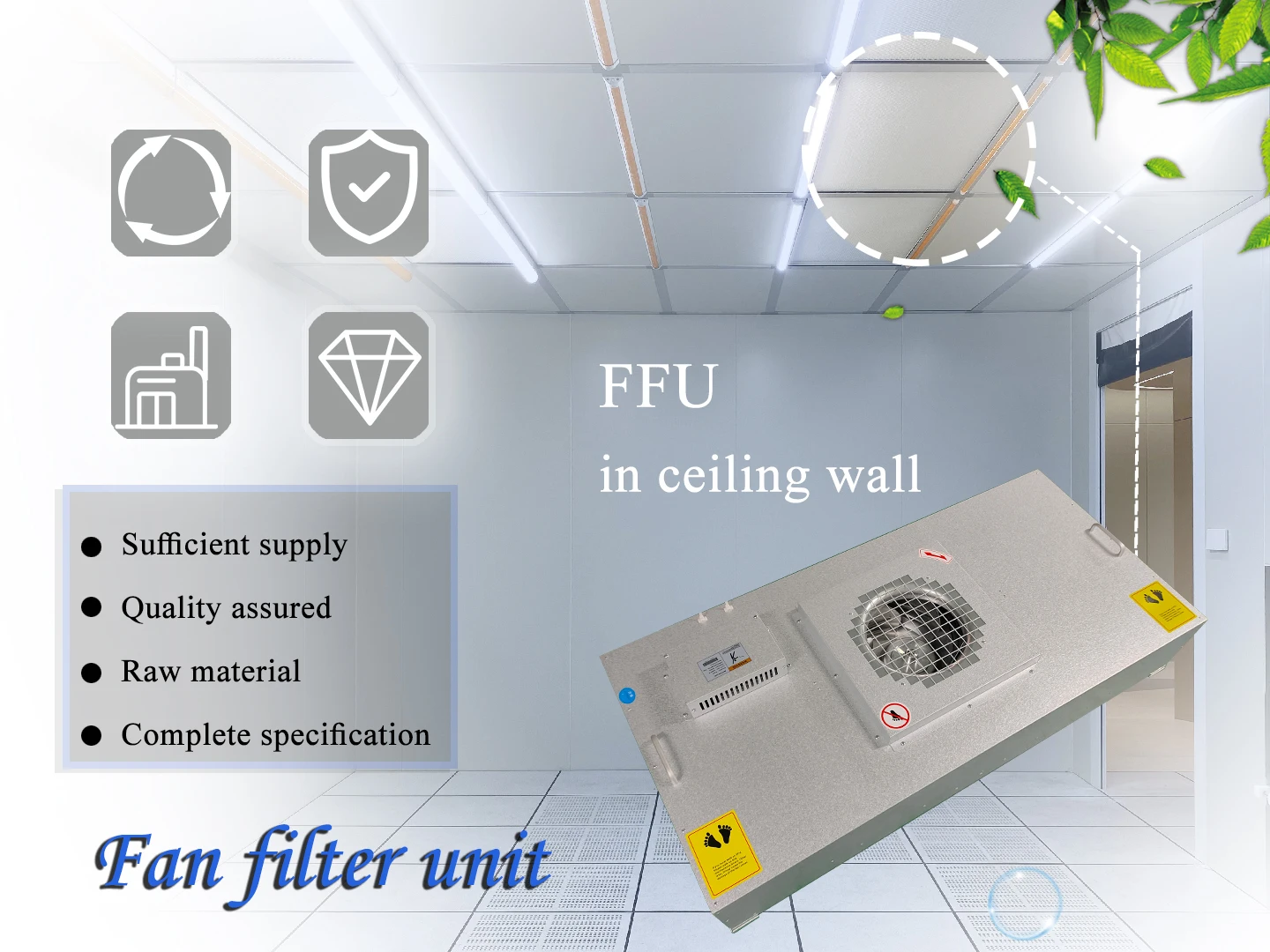 Laminar Flow Hood Cleanroom Equipment Ceiling Ultrathin Fan Filter Unit For Mycology - Buy ...