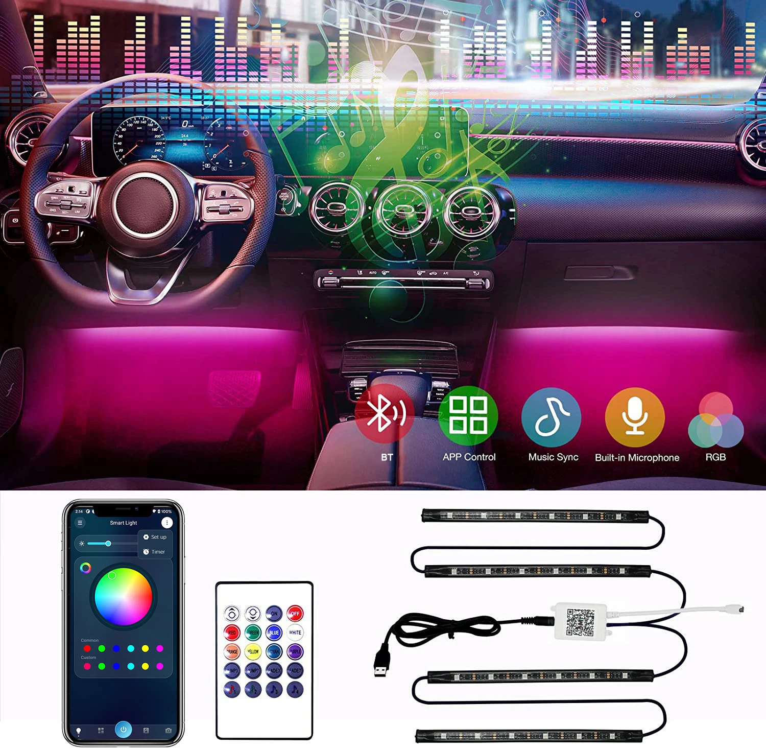 Waterproof Rgb 5v Usb Car Interior Decor Para Auto Car Accessories ...