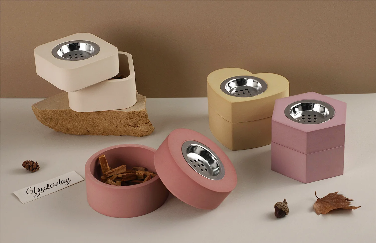 Diy Gypsum Cement Gypsum Storage Box Aromatherapy Stove Circular Heart ...