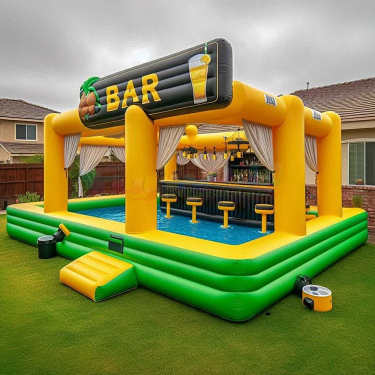 Backyard floating inflatable water pool bar with swimming pool for ...