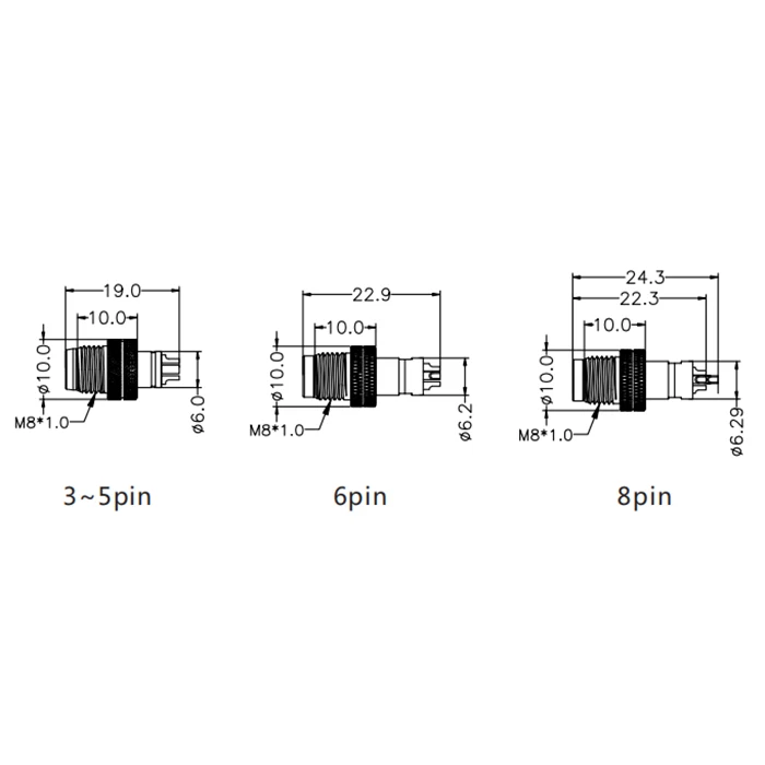 M8 Connector For Overmolding With 3/4/6/8 Pins A-coding Robust ...