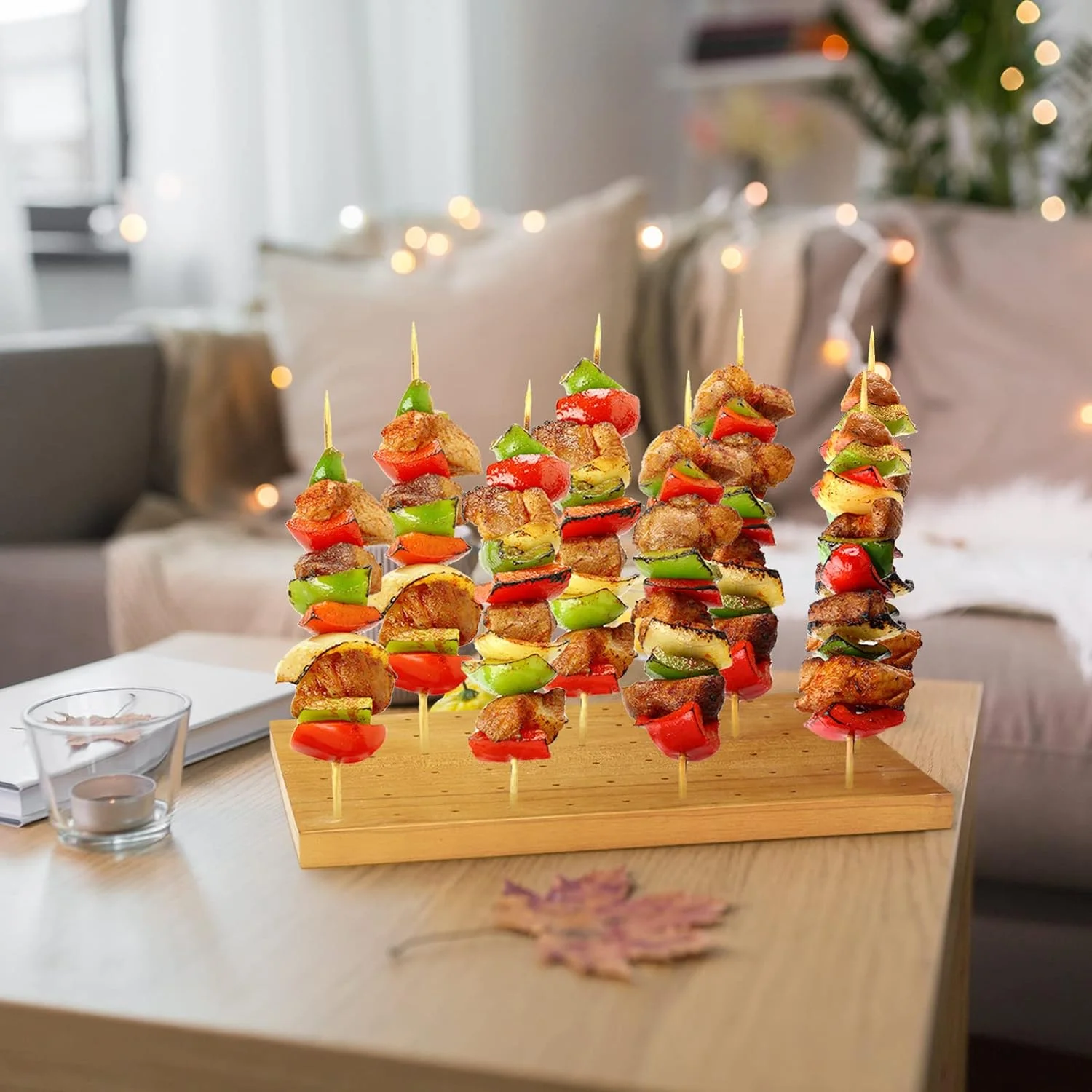 JUNJI Wooden Food Skewer Rack Fork Rack and Food Display Skewer Rack ...