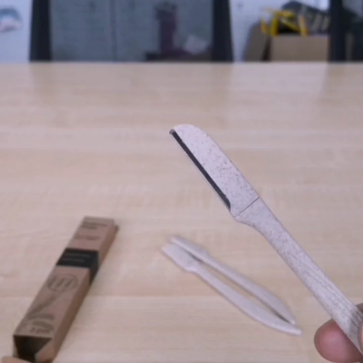 Women Single Blade Eyebrow Razor Makeup Tool Eco Friendly Wheat Straw Dermaplaning Tool - Buy ...