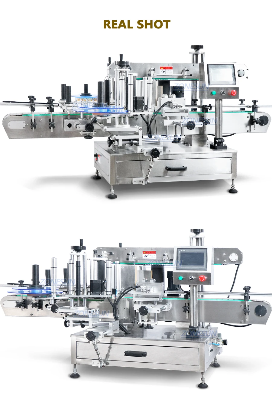 Zonesun Zs-tb300n Automatic Flat Round Bottle Double Side Self Adhesive ...