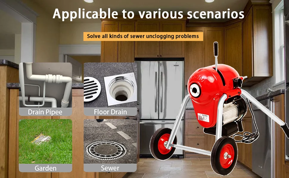 Wholesale Electric GQ-200 High Power Drain Cleaner Pipe Cleaning Machine Home Use Metal High ...