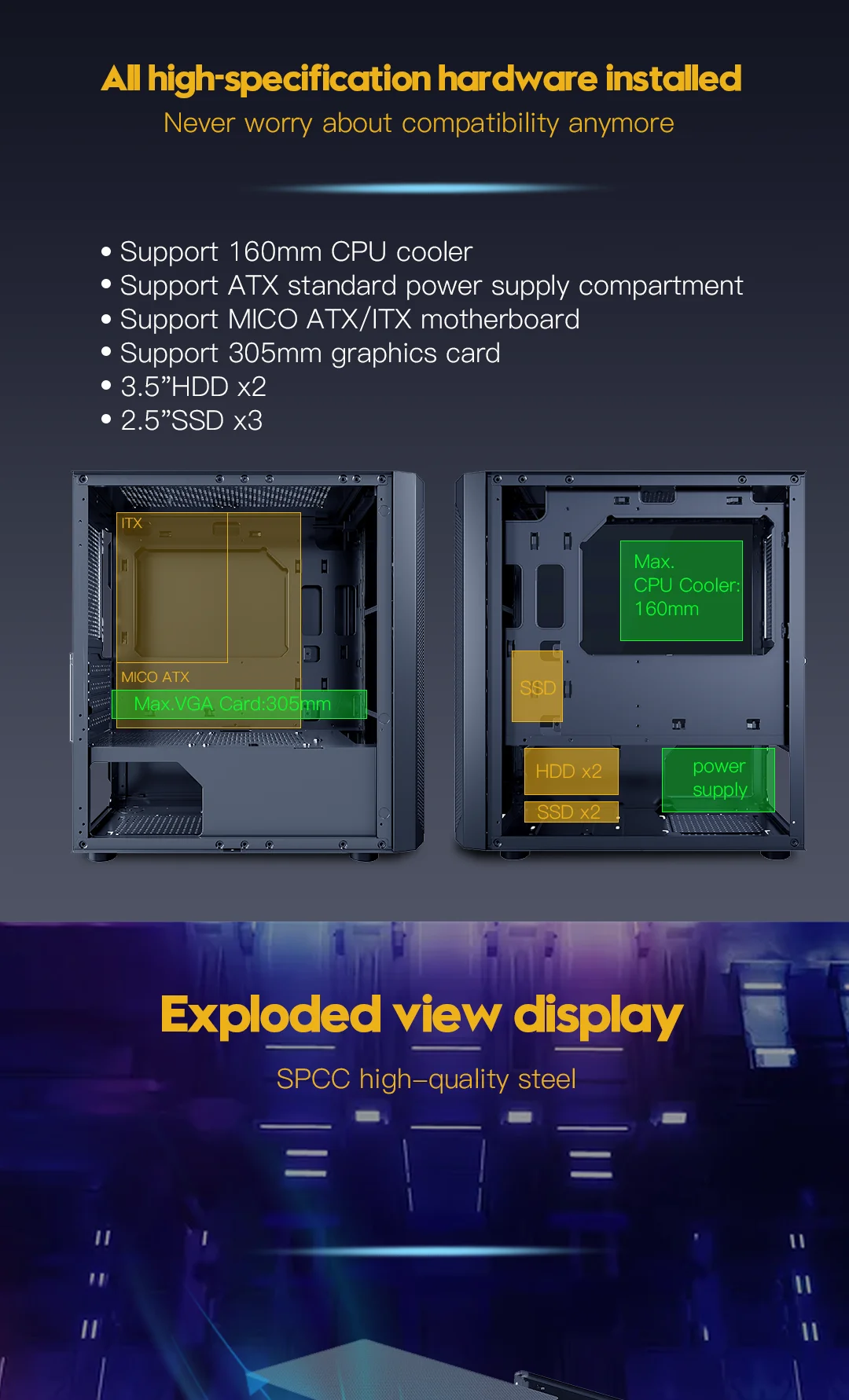 Gaming PC Case - EATX/ATX/MATX/ITX Custom Computer Cabinet