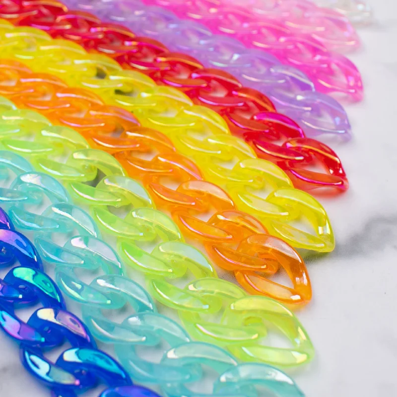 17*23mm Jelly Color Ab Color Flat Twist Oval Open Ring Beads Connector ...