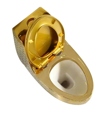 Gold Ceramic Toilet - Modern S-Trap Design for Bathrooms