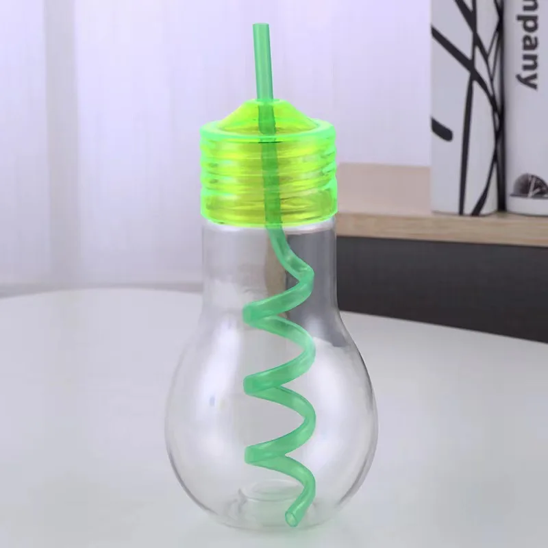 600ML Glowing Plastic Bulb Drinks Cup Cute Fashion Bulb Shape Milk ...