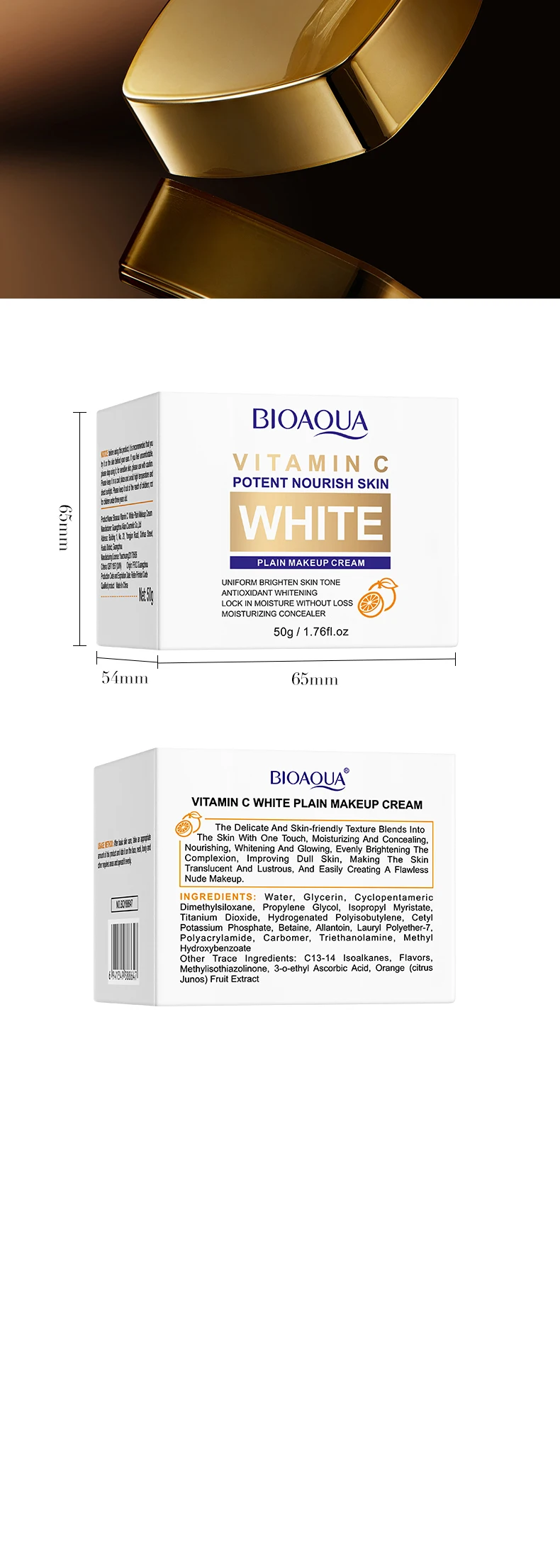 Bioaoua Vitamin C Cream 50g Moisturizing Skin Care Authentic Wholesale ...