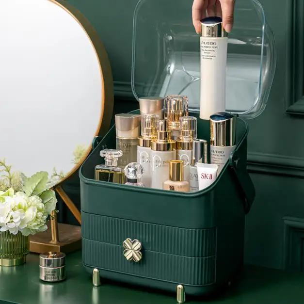 New Light Luxury Cosmetics Storage Box Large Capacity Desktop Finishing ...