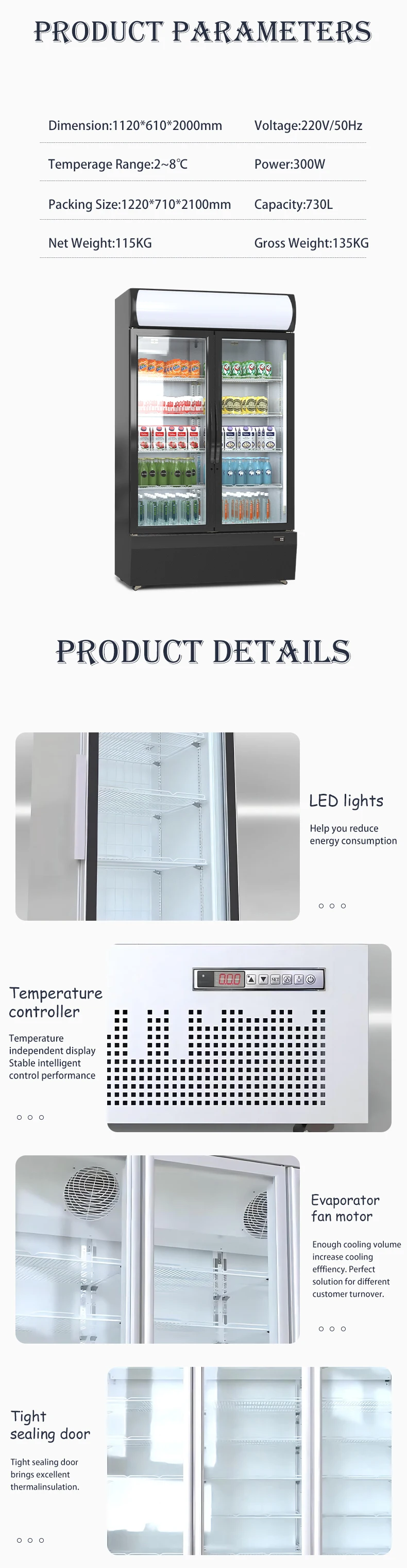 Convenience Store 1 2 3 Upright Glass Doors Display Chillers