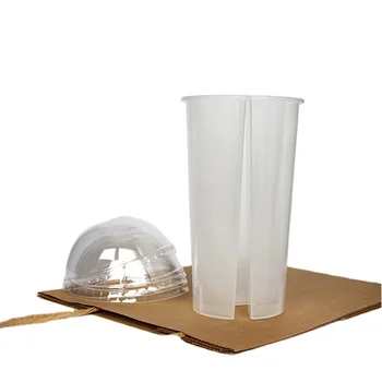 700ml Pp Plastic Split Boba Tea Cups 3 Compartments Bubble Tea Cups ...