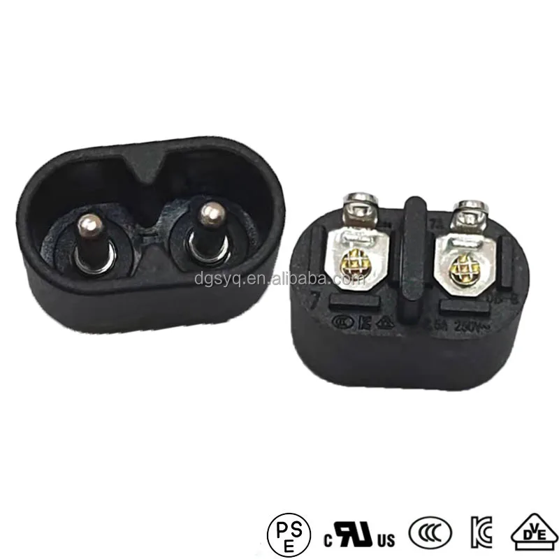 IEC60320 C8 Inlet 2 Pin 2.5A 250V Ac Receptacle 7A 125V Power AC ...
