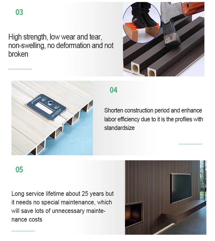 195 Indoor Pvc Fluted Wpc Panels Walls Decorative 160 Wood Grain ...