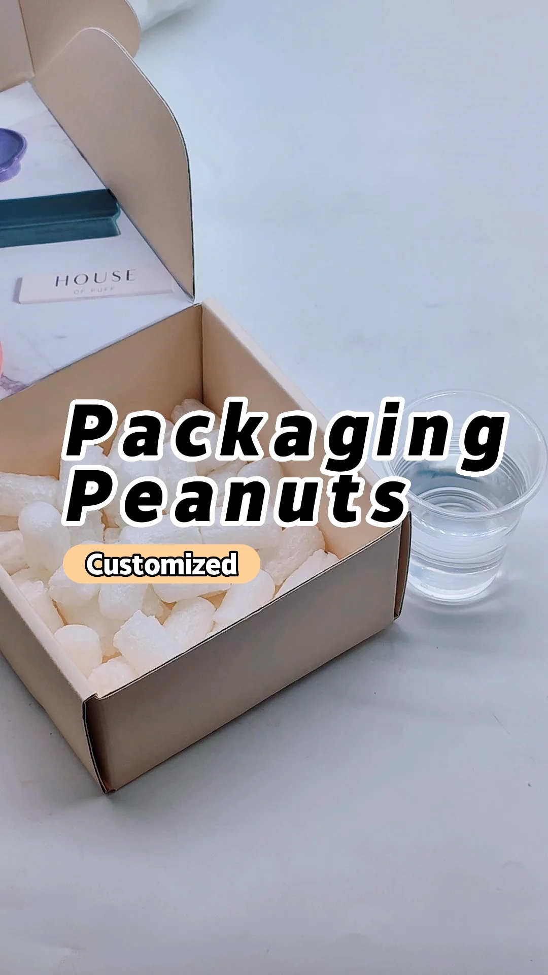 Eco-friendly 1/4 Cu Ft White Bio Tube Recycled Anti Static Packing Corn ...