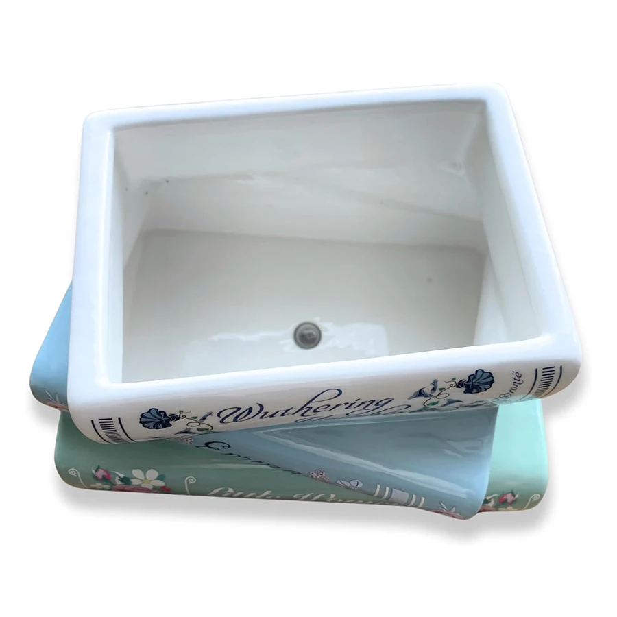 Ins Nordic Cute Ceramic Stack Book Shaped Decorative Succulent Planter ...