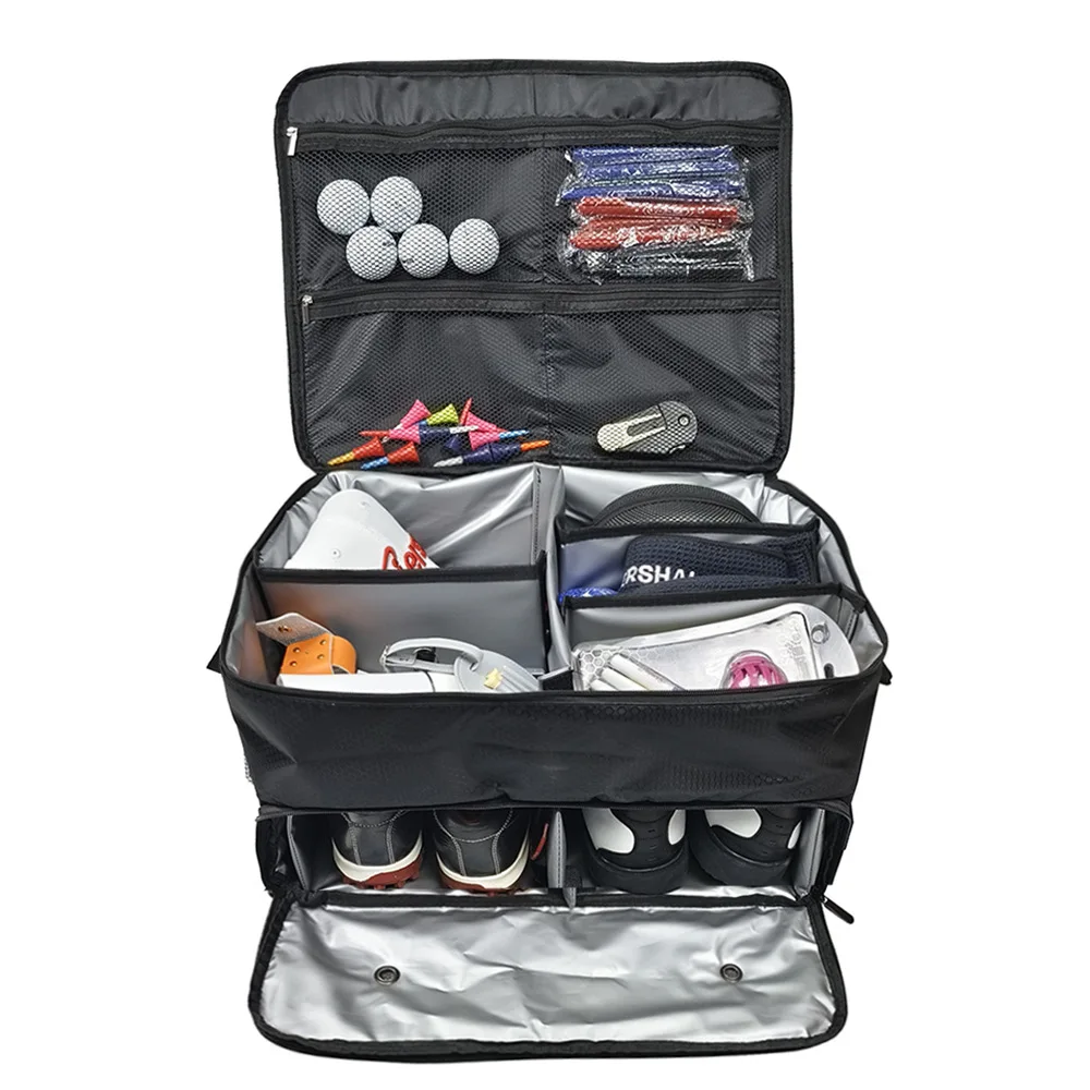 Golf Trunk Organizer Storage with Separate Compartment for 2 Pair Shoes ...