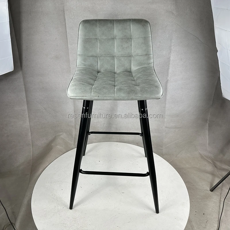 Modern Custom-made Black Metal Legs Velvet Dining Room Stool Bar Chairs ...