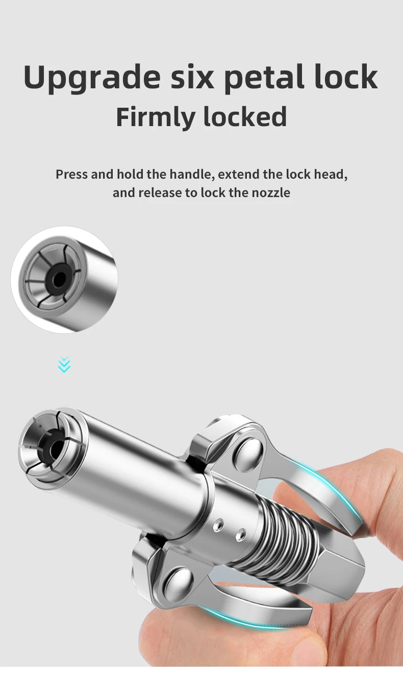 Quick Release Spring Loaded Grease Gun Coupler - 10000psi