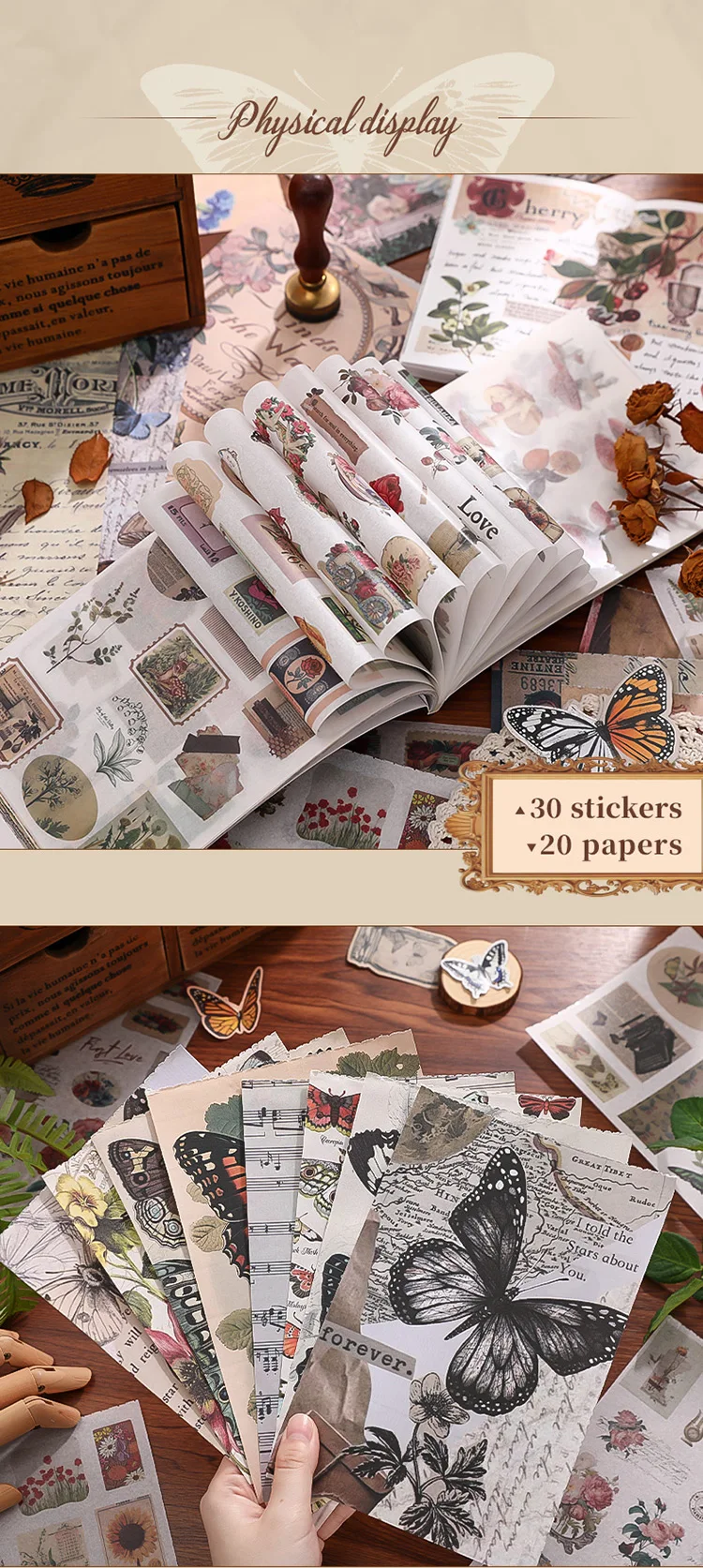 Simno Floral Plants Scrapbook Stickers - Vintage Aesthetics