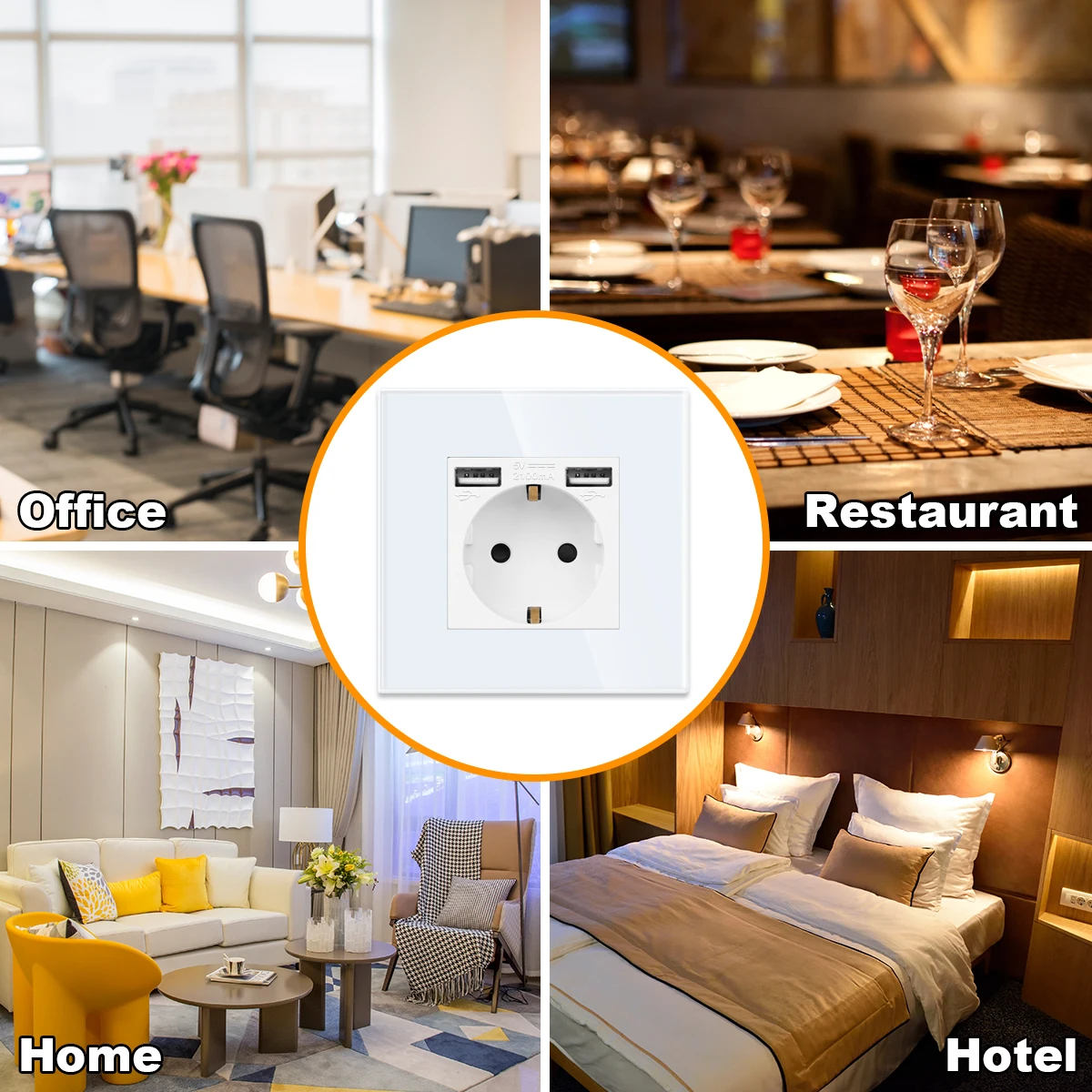 Cnbingo Bingoelec European 16a French Socket With Dual Usb A+a Port 2 ...