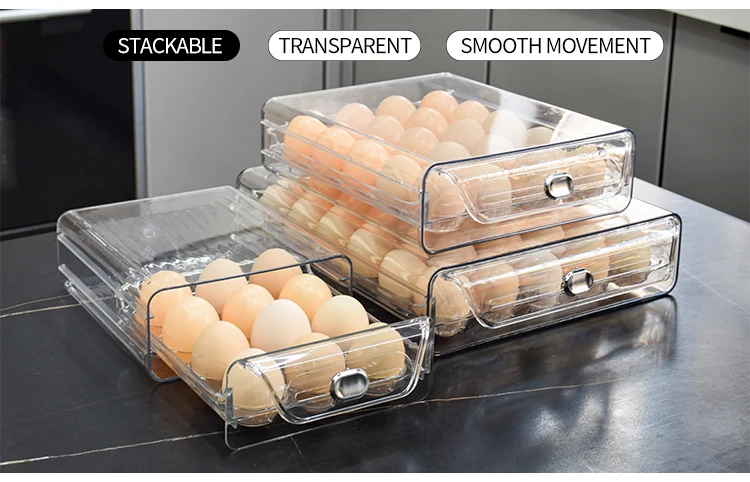 Kitchen Pantry Plastic Fridge Organizer Container Holder Stackable ...