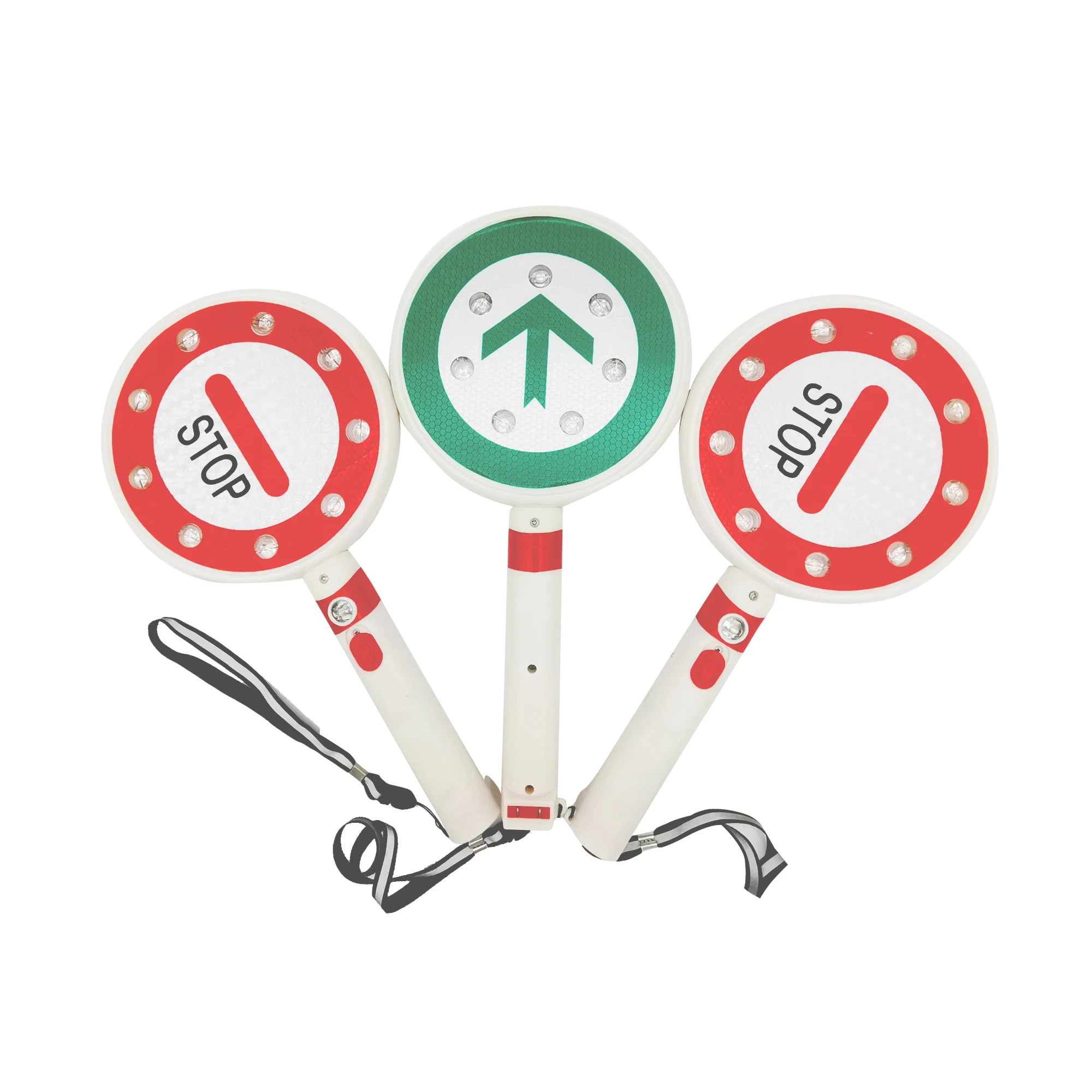 Red Green Go Stop Command Roadway Safety Warning Light Handheld Sign ...