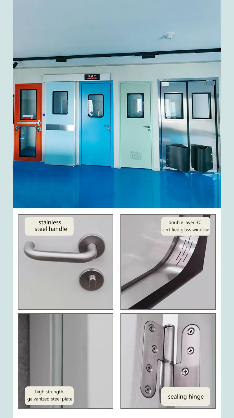 Customized Galvanized Steel Double Leaf Clean Room Door with Visual ...