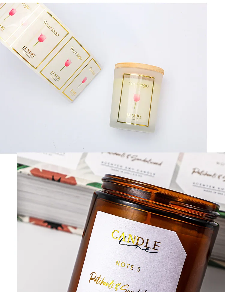Custom Glossy Transparent Clear Candle Labels with Gold Foil Stamping