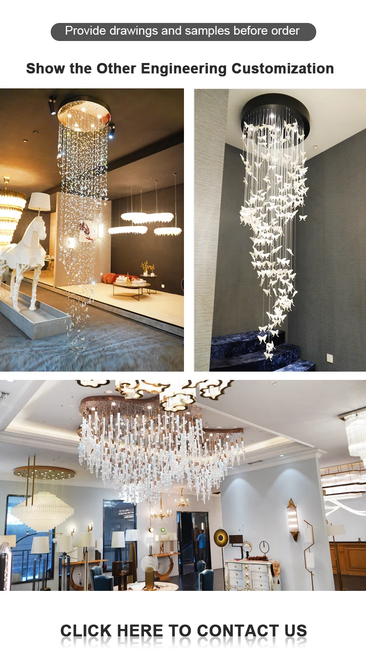 Modern Hotel Lobby Staircase Luxury Decoration Lighting Ceiling Crystal ...