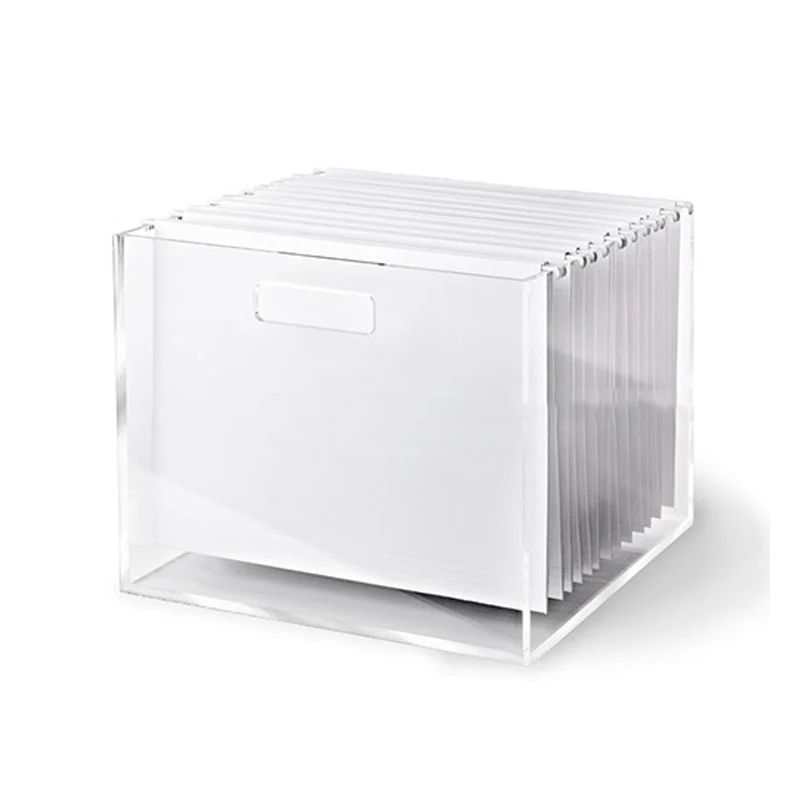 Clear Hanging Plastic File Box - Organizer for Desk Accessories
